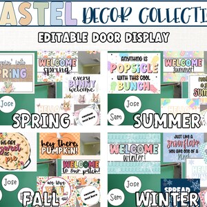 Seasonal Pastel Editable Classroom Decor Bundle | Modern Elementary ...