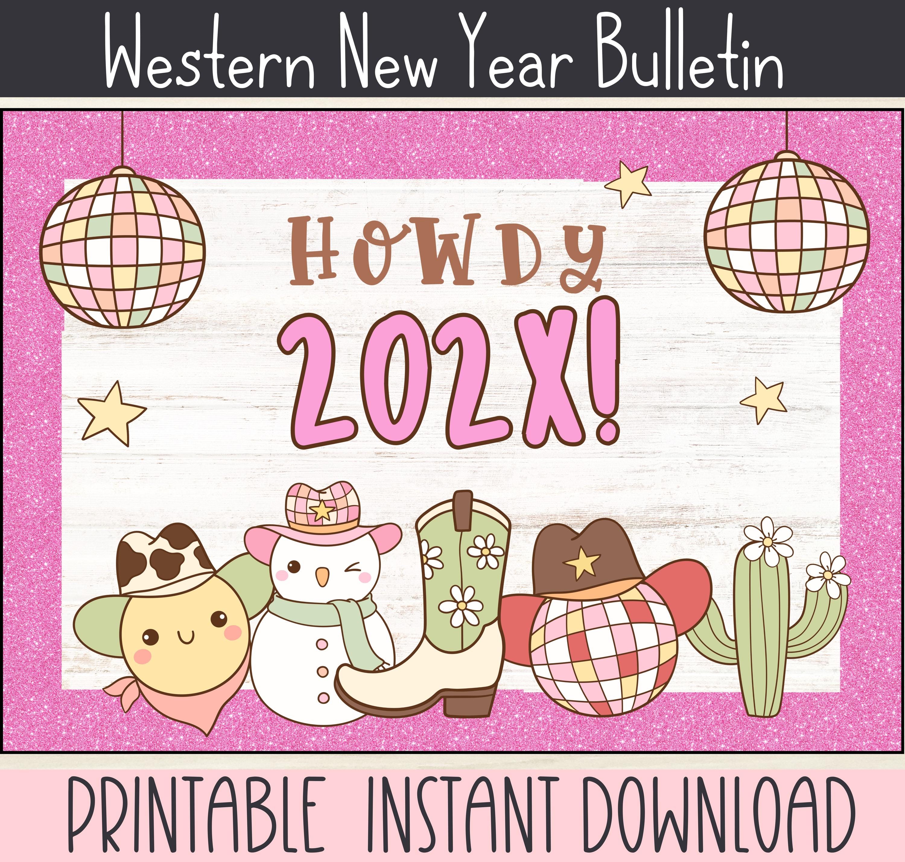 Western New Year Bulletin Board Kit | Printable Cowboy Bulletin Borders ...