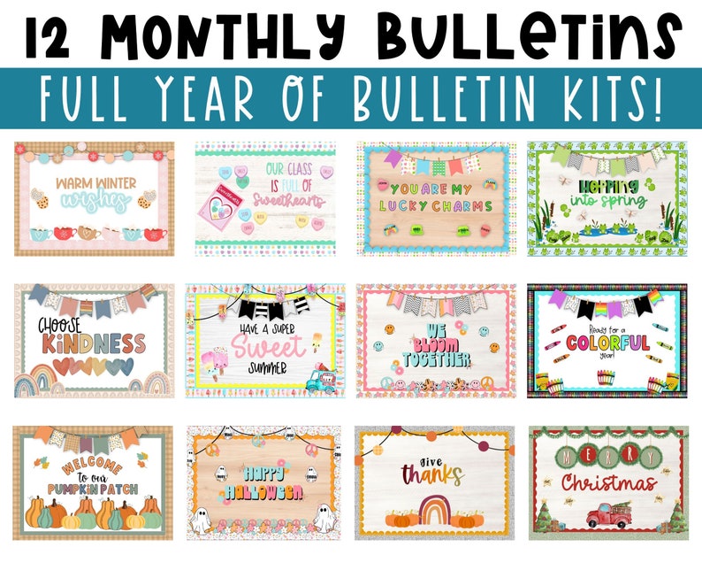 Editable Bulletin KITS 12 Monthly Bulletin Ideas. Holiday - Etsy