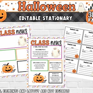 Halloween Theme Editable Holiday Classroom Decor Bundle | Modern ...