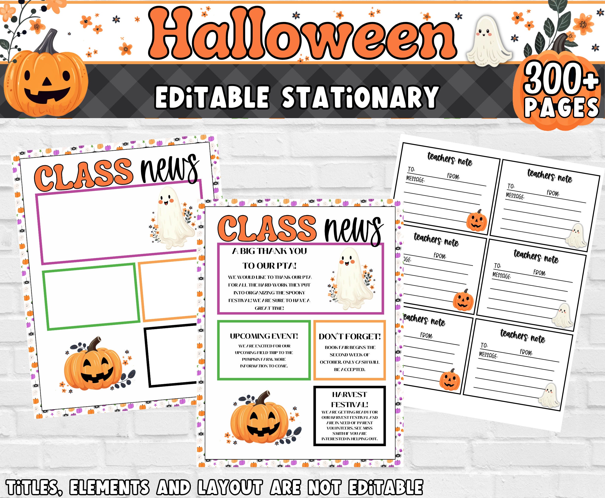 Halloween Theme Editable Holiday Classroom Decor Bundle | Modern ...