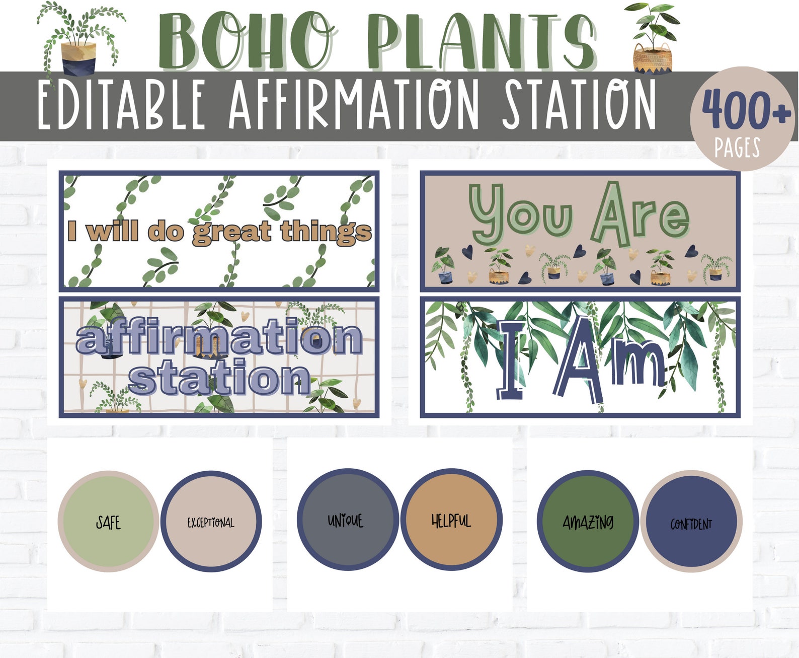 Boho Plants CLASSROOM DECOR Full Bundle Meet the Teacher Shapes Abc's ...