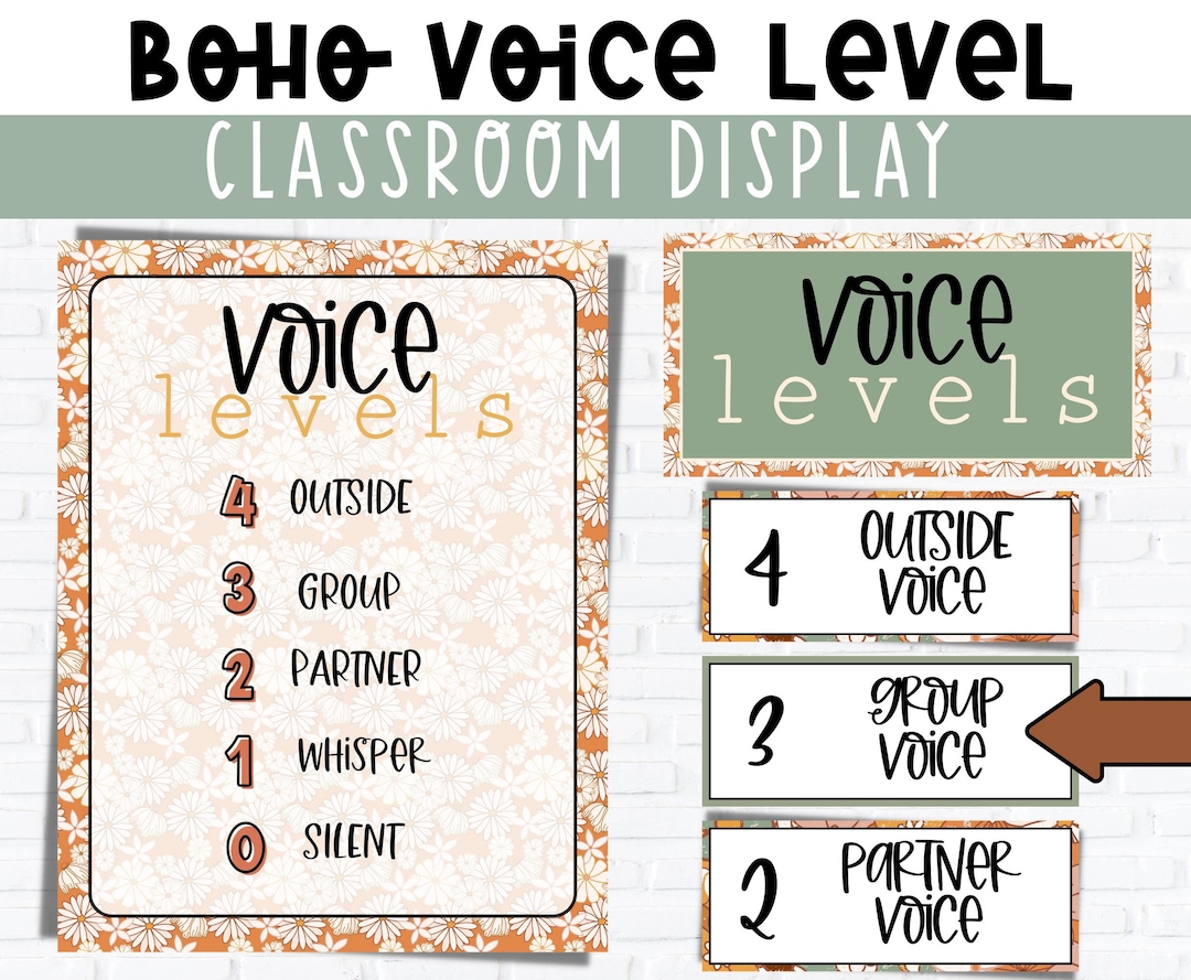 Retro Flower Voice Level Classroom Poster. Voice Level Display ...