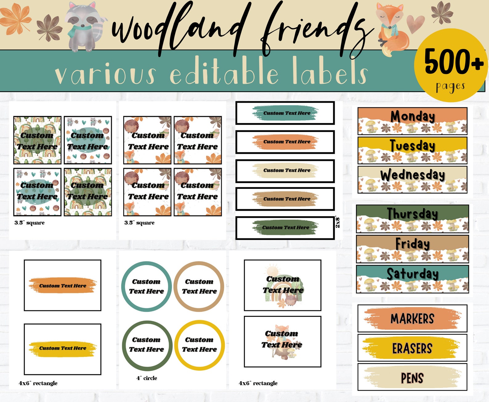 Woodland Animals Editable CLASSROOM DECOR Bundle Elementary - Etsy