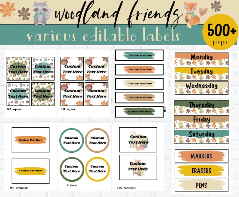 Woodland Animals Editable CLASSROOM DECOR Bundle Elementary - Etsy