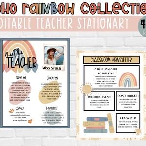 Boho Rainbow CLASSROOM DECOR Full Bundle Meet the Teacher | Shapes ...