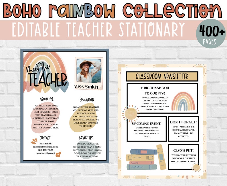 Boho Rainbow CLASSROOM DECOR Full Bundle Meet the Teacher - Etsy