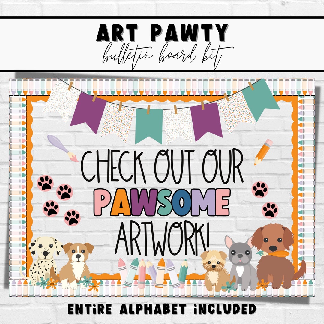 Art Display Dog Back to School Bulletin Board Kit | Easy and Modern ...