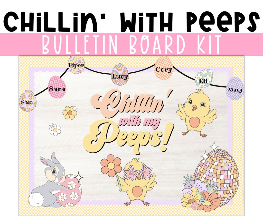 Retro Easter Peeps Spring Bulletin Kit | Retro Easter Bulletin Kit ...