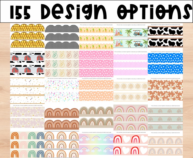 Solid and Pattern Bulletin Board Borders Bundle. 200 Designs - Etsy