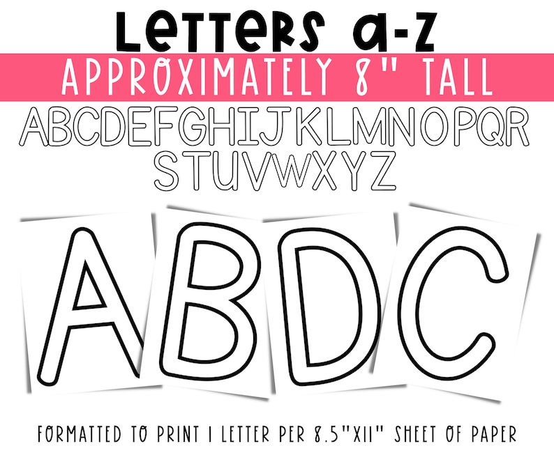 Bulletin Board Letters Printable Large Alphabet and Number Posters Easy ...