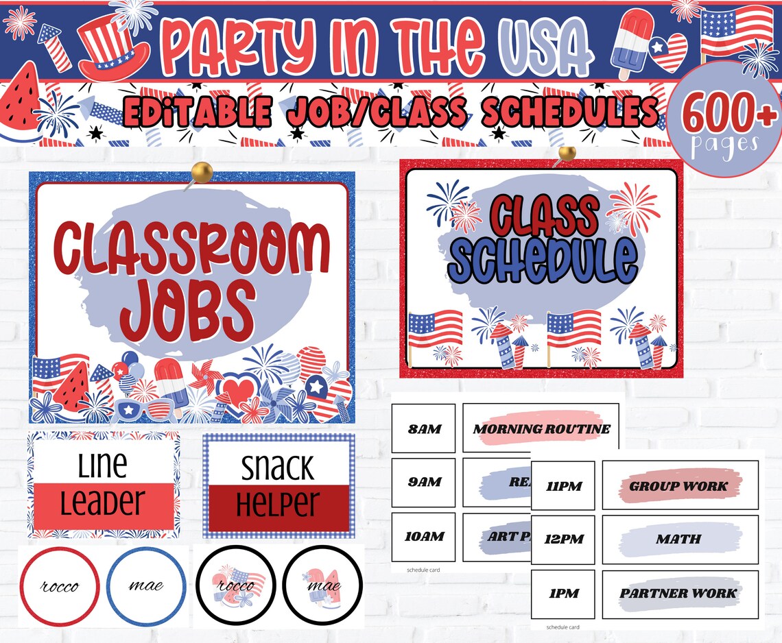 USA American Theme Editable CLASSROOM DECOR Bundle | Elementary ...