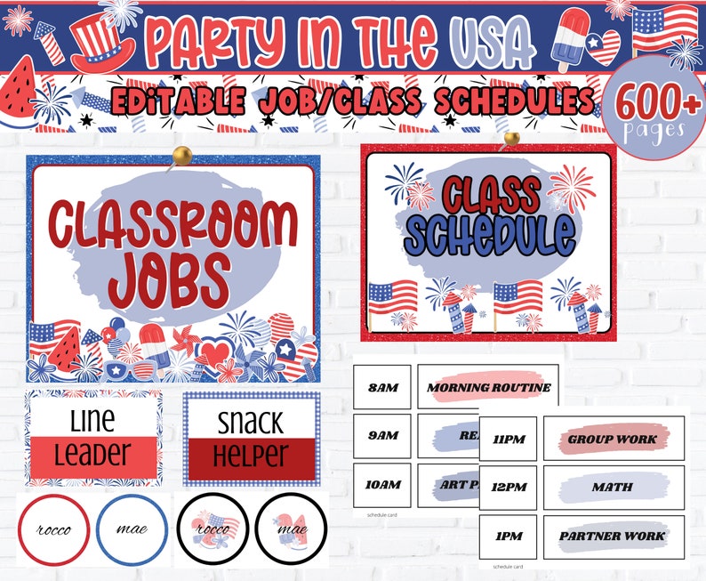 USA American Theme Editable CLASSROOM DECOR Bundle | Elementary ...