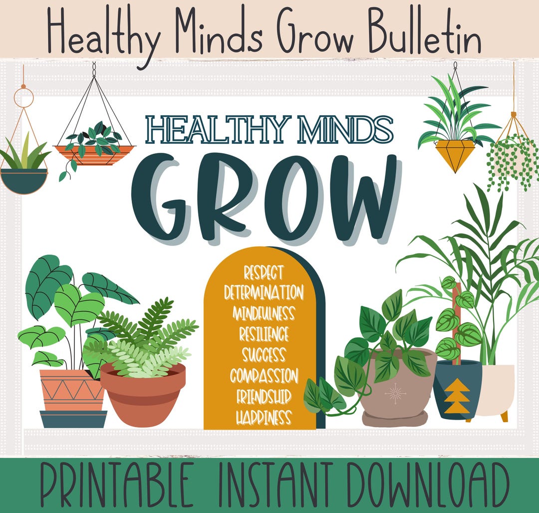 Heathy Minds Grow Affirmation Bulletin Board Kit. Printable Good Habits ...