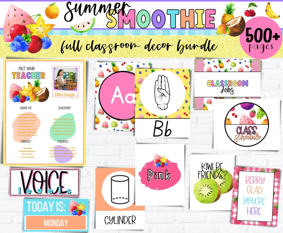 Bright Summer Fruit Editable CLASSROOM DECOR Bundle | Elementary Class ...