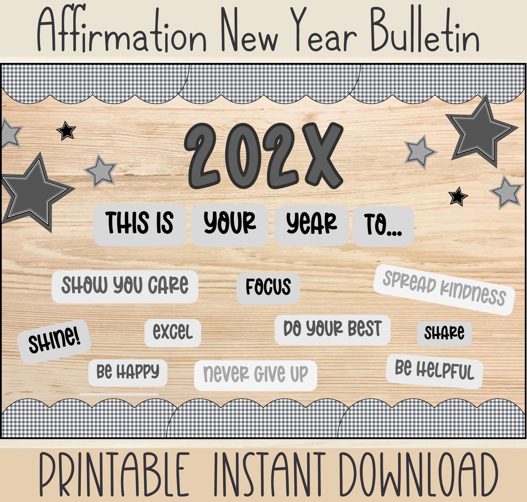 New Year Affirmation Bulletin Board Kit | Printable Bulletin Borders ...