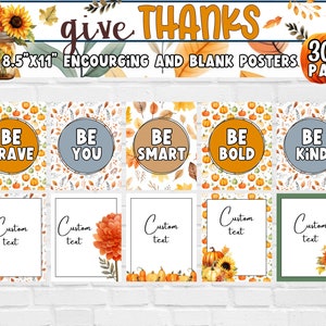 Thanksgiving Theme Editable Holiday Classroom Decor Bundle | Modern ...