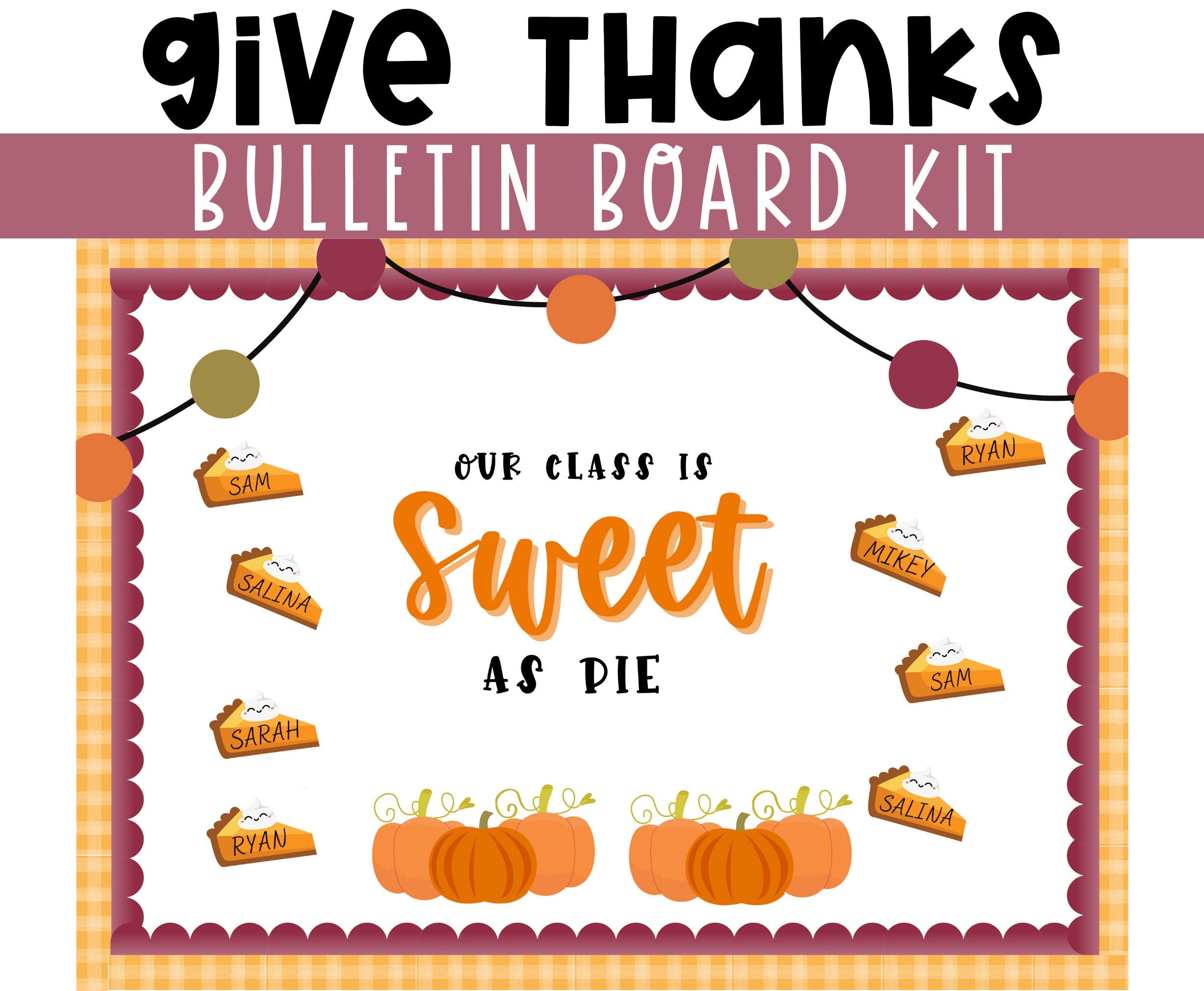 Fall Give Thanks Bulletin Board Kit Fall Bulletin Board Boho Pumpkin ...