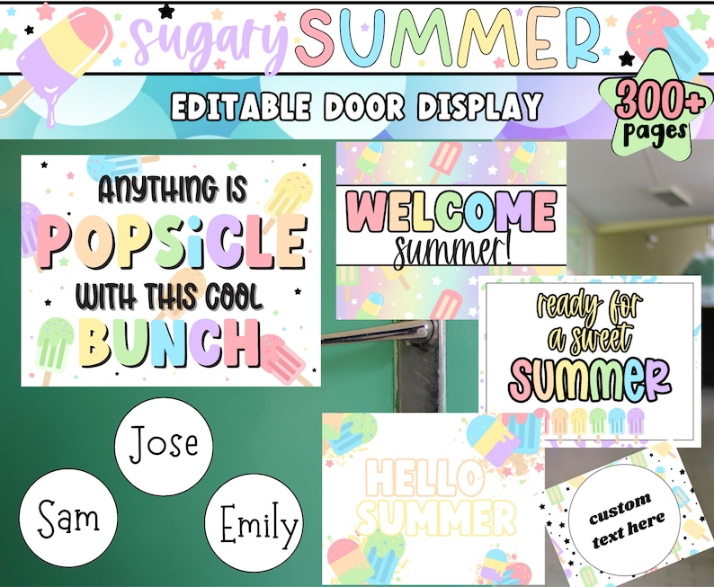 Pastel Summer Popsicle Theme Editable Classroom Decor Bundle | Modern ...