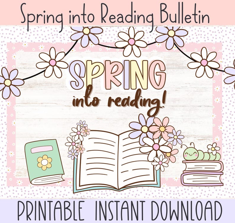 Spring Into Reading Library Book Bulletin Board Kit | Easy and Modern ...