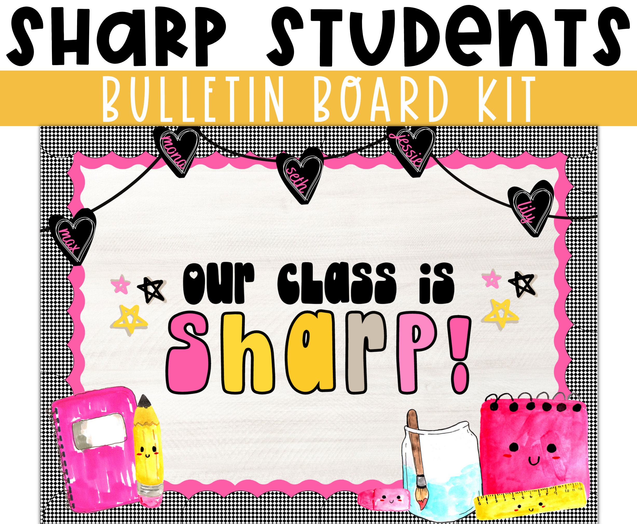 Sharp Students Bright Bulletin Kit. Class Bulletin Board. - Etsy