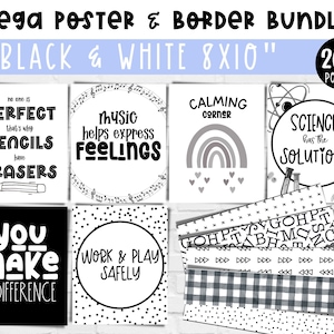 Black and White Educational Classroom Psoters |CLASSROOM Decor Posters ...