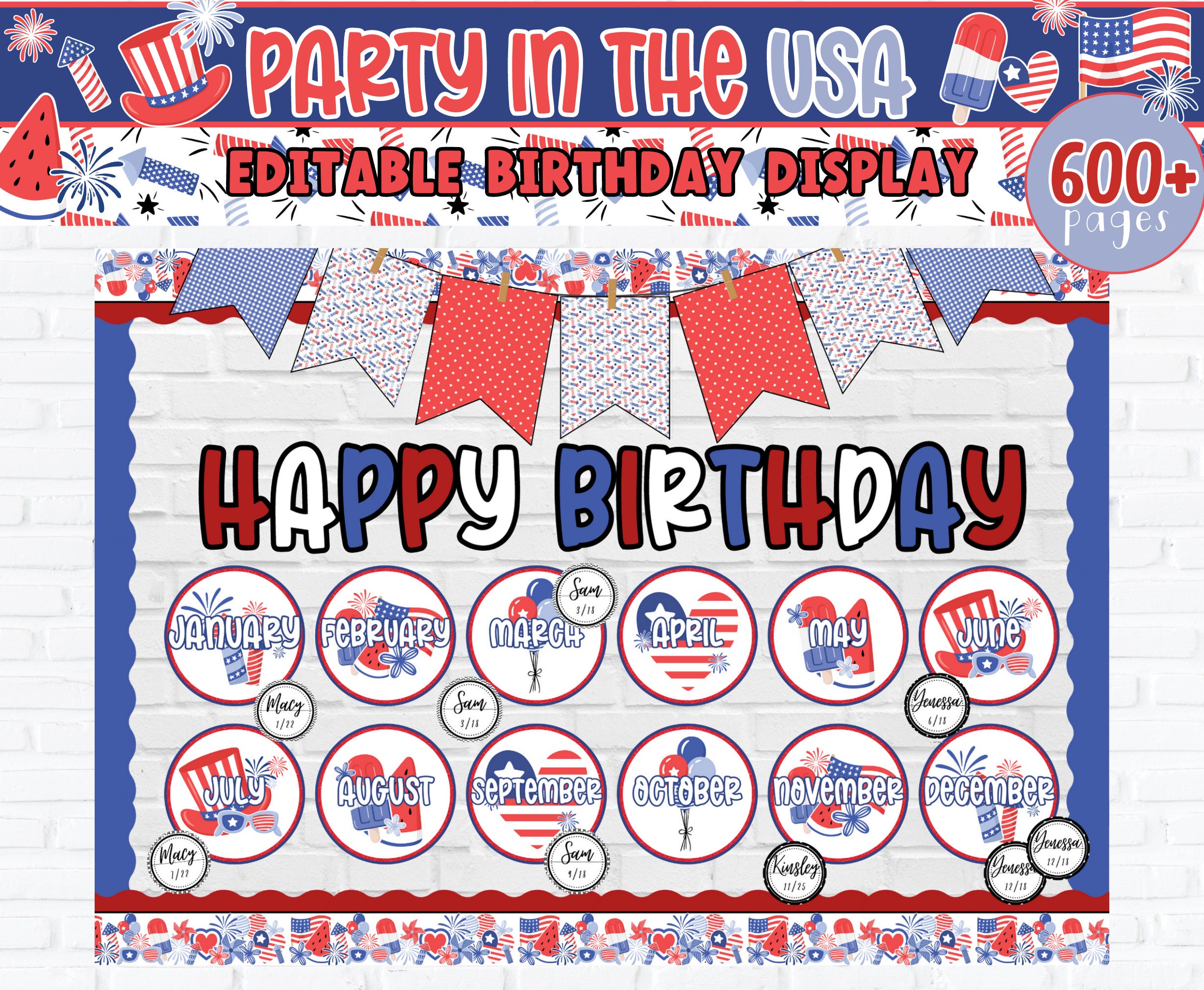 USA American Theme Editable CLASSROOM DECOR Bundle | Elementary ...