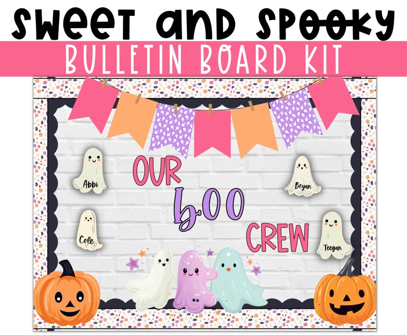 Pastel Ghost Happy Halloween Bulletin Board Kit Fall - Etsy