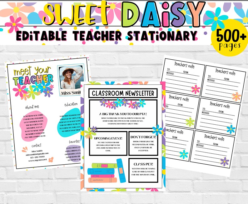 Bright Daisy Editable CLASSROOM DECOR Bundle Elementary - Etsy