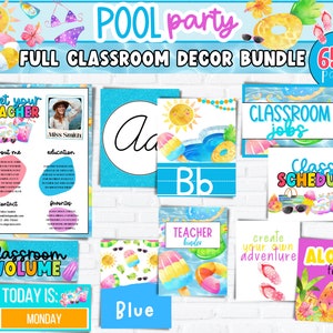 Bright Pool Party Summer CLASSROOM DECOR Bundle | Elementary Classroom ...