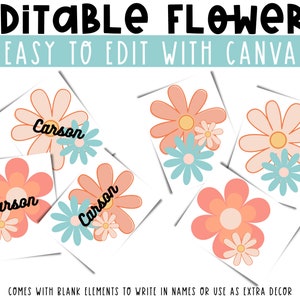 Boho Flower Bus Theme Editable Bulletin Board Kit | Modern Classroom ...