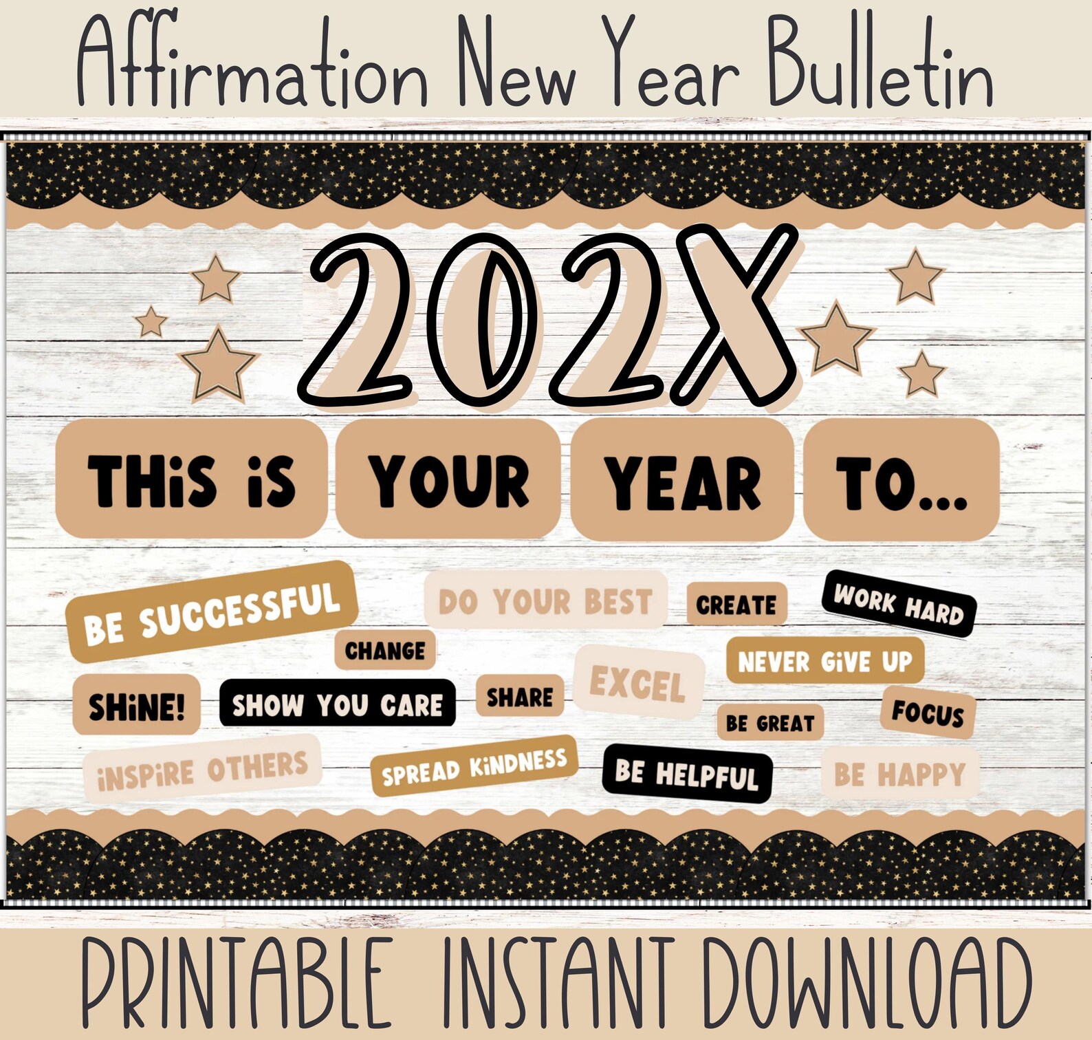 Daily Affirmation Bulletin Board Kit | Printable Boho Bulletin Borders ...