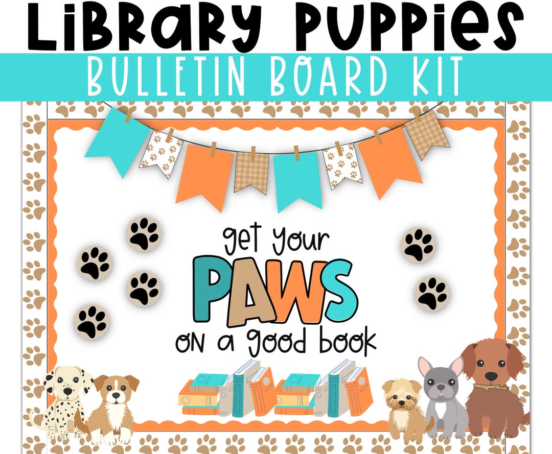 Library Book Dog Back to School Bulletin Board Kit | Easy and Modern ...
