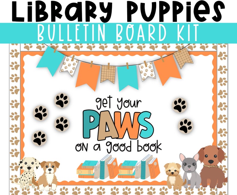 Library Book Dog Back to School Bulletin Board Kit | Easy and Modern ...