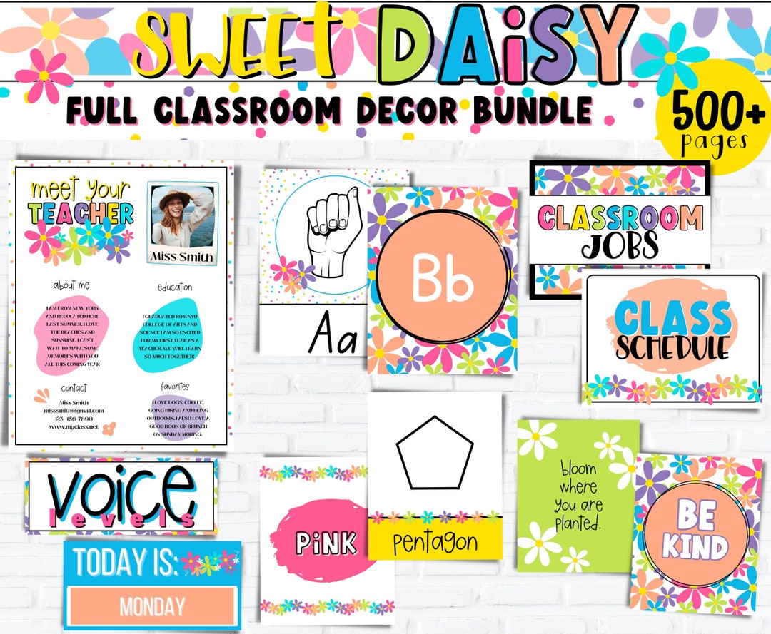 Bright Daisy Editable CLASSROOM DECOR Bundle | Elementary Classroom ...