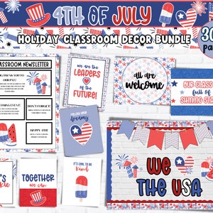 4th of July Theme Editable Holiday Classroom Decor Bundle | Modern ...