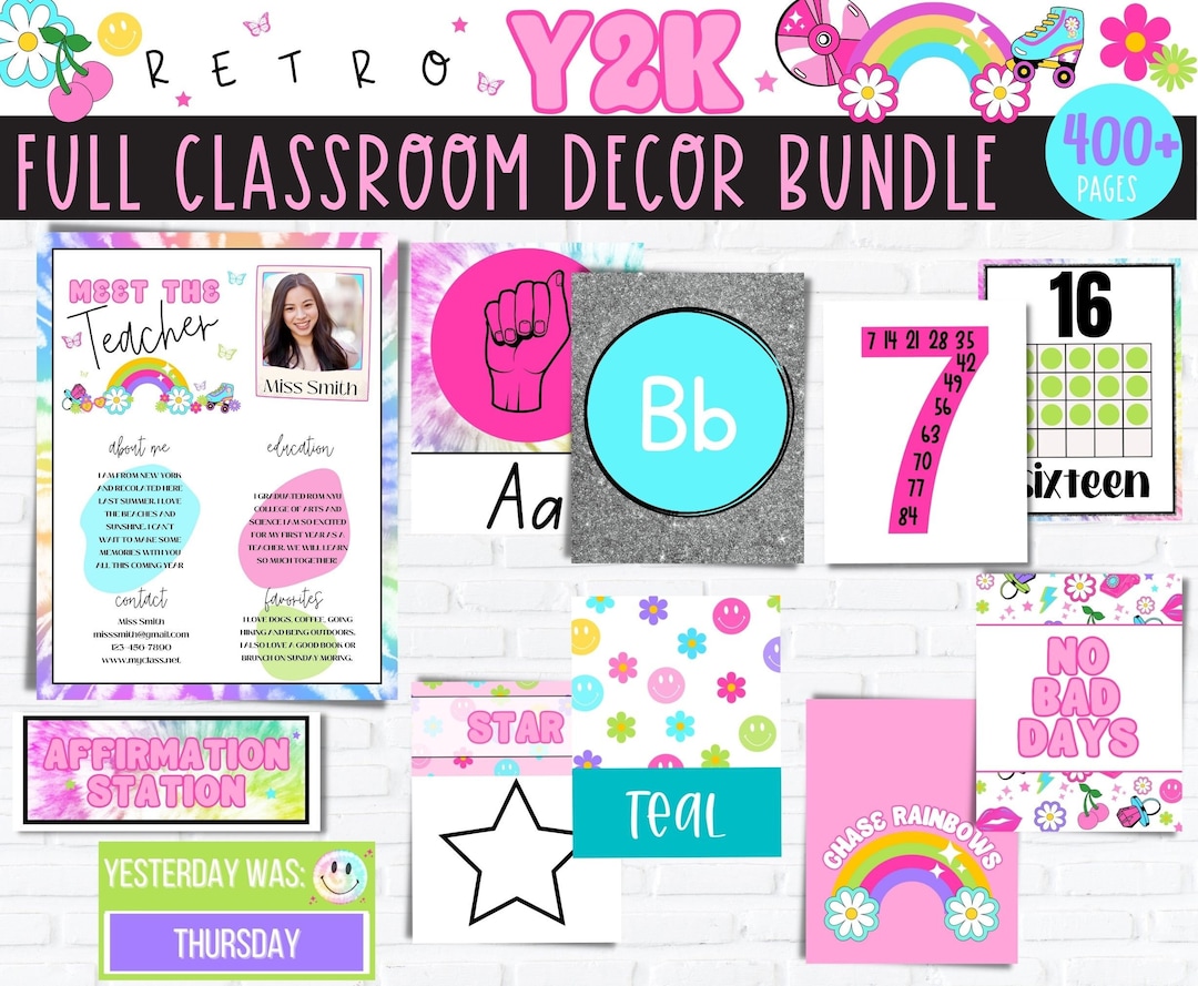 Y2K Retro Pink CLASSROOM DECOR | Meet the Teacher | Shapes | Abc's ...