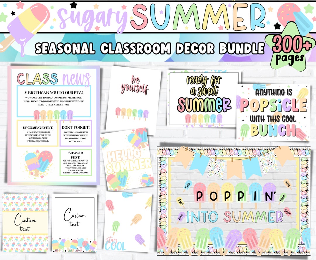 Pastel Summer Popsicle Theme Editable Classroom Decor Bundle | Modern ...