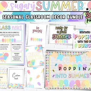 Pastel Summer Popsicle Theme Editable Classroom Decor Bundle | Modern ...