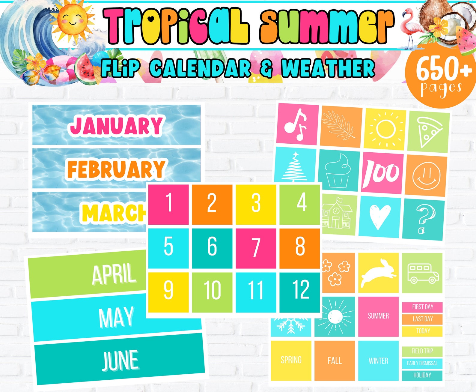 Bright Tropical Summer CLASSROOM DECOR Bundle Elementary Classroom ...