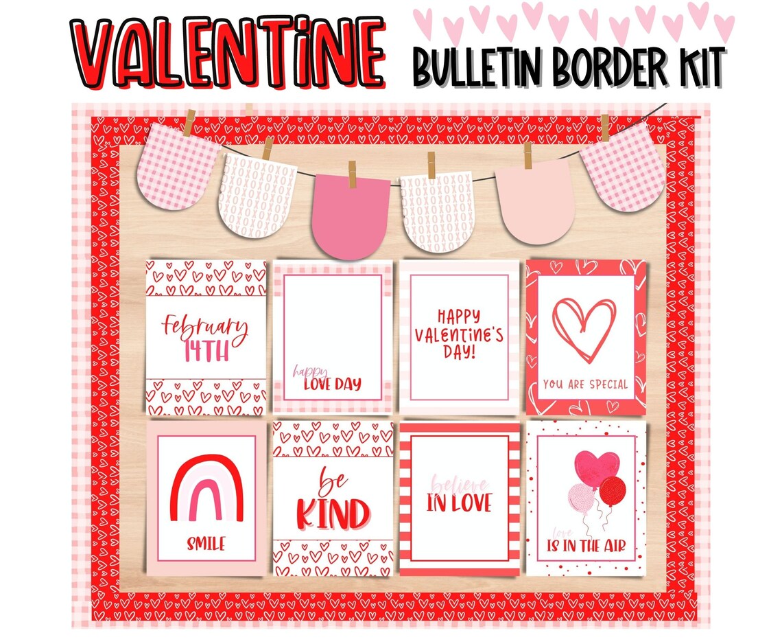 Valentine Bulletin Board Kit Printable. Heart Day Classroom - Etsy