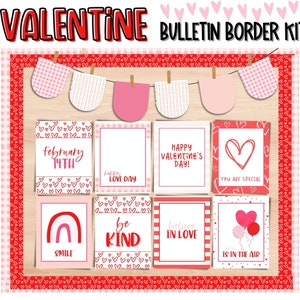 Valentine Bulletin Board Kit Printable. Heart Day Classroom Decor ...