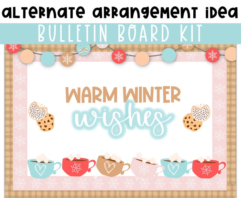 Hot Cocoa Bulletin Board Kit Warm Winter Wishes January - Etsy