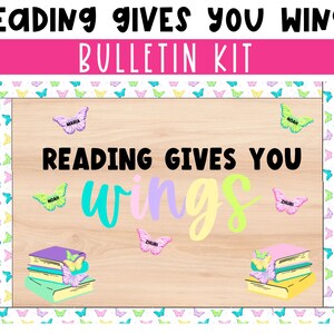 Library Bulletin Board Idea | READING Gives You Wings | Dream Big ...
