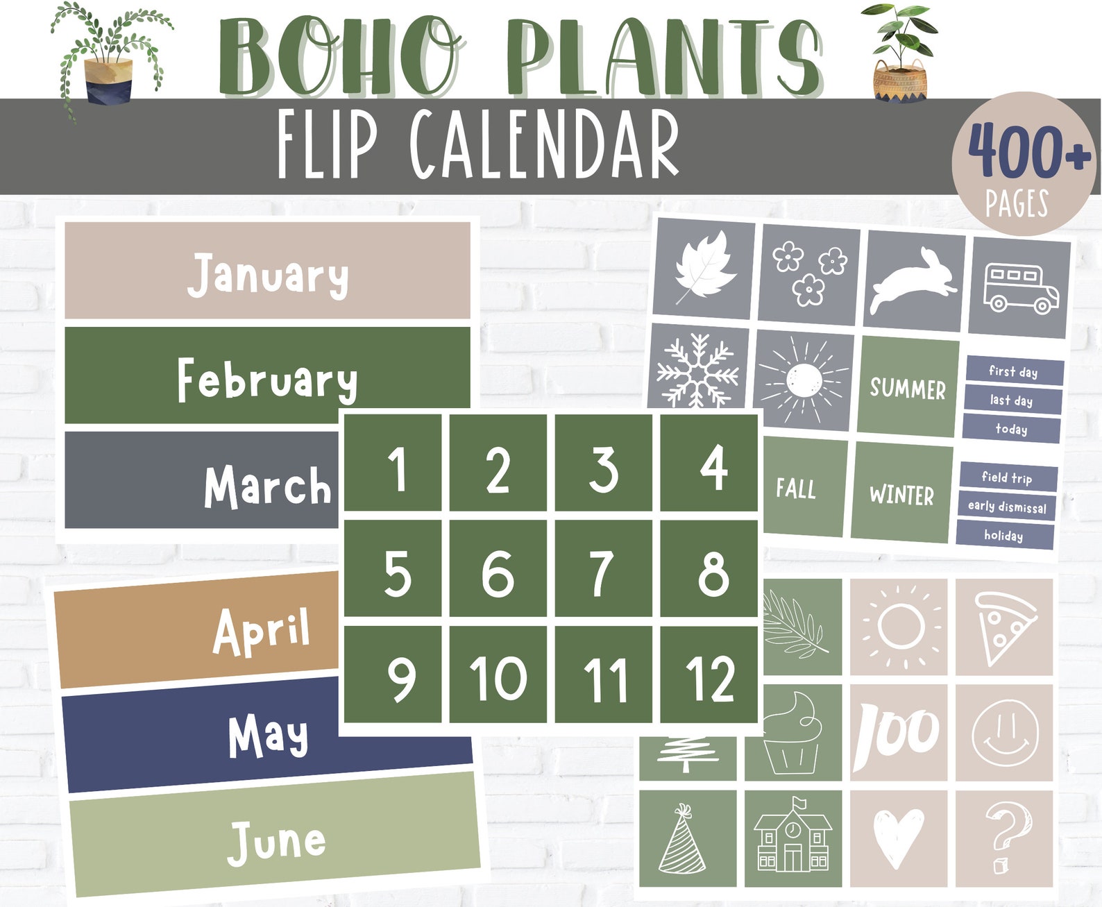 Boho Plants CLASSROOM DECOR Full Bundle Meet the Teacher Shapes Abc's ...