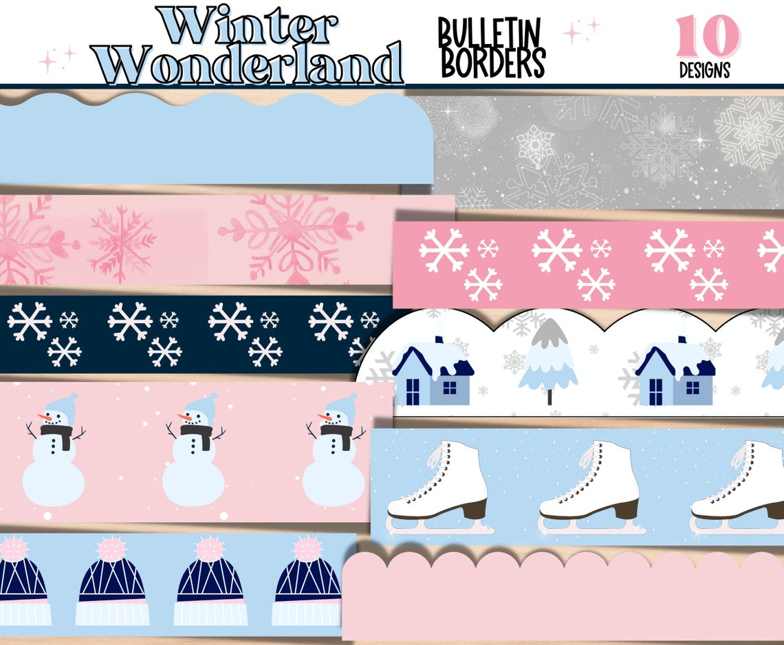 Winter Wonderland Bulletin Board Borders. January Printable Classroom ...