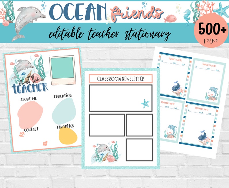 Ocean Sea Life Editable CLASSROOM DECOR Bundle | Elementary Classroom ...