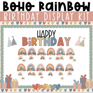 Boho Rainbow Classroom Birthday Display | Rustic Boho Classroom Decor ...