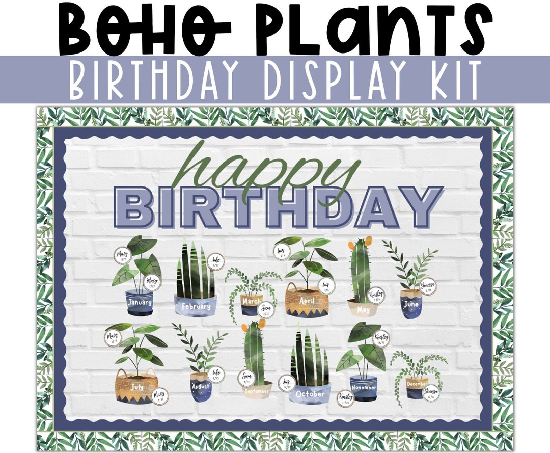 Boho Plants Classroom Birthday Display | Plant Theme Classroom Decor ...