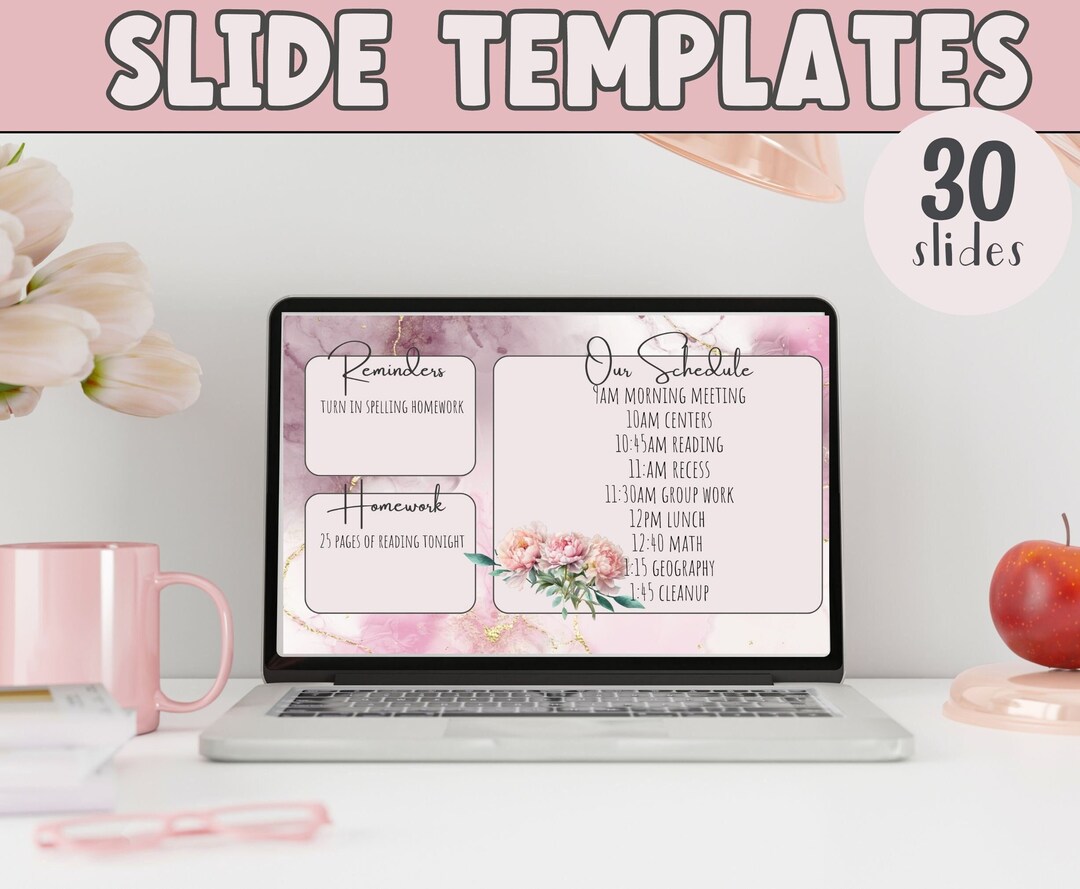 Pink Peony Classroom Slides. Pink Modern Floral Slides, Rotation Slides ...